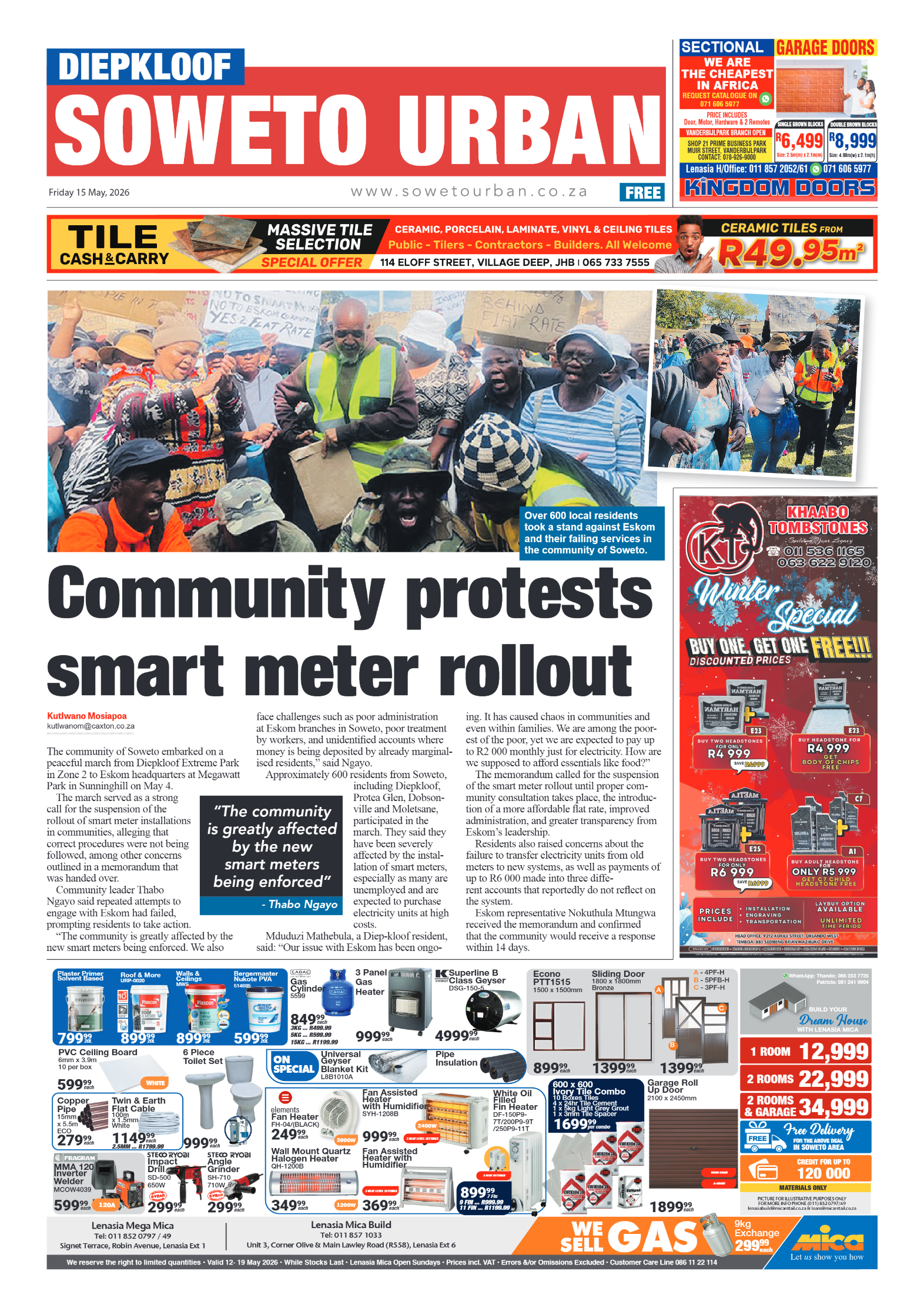 Diepkloof: 15 May 2026 | Soweto Urban